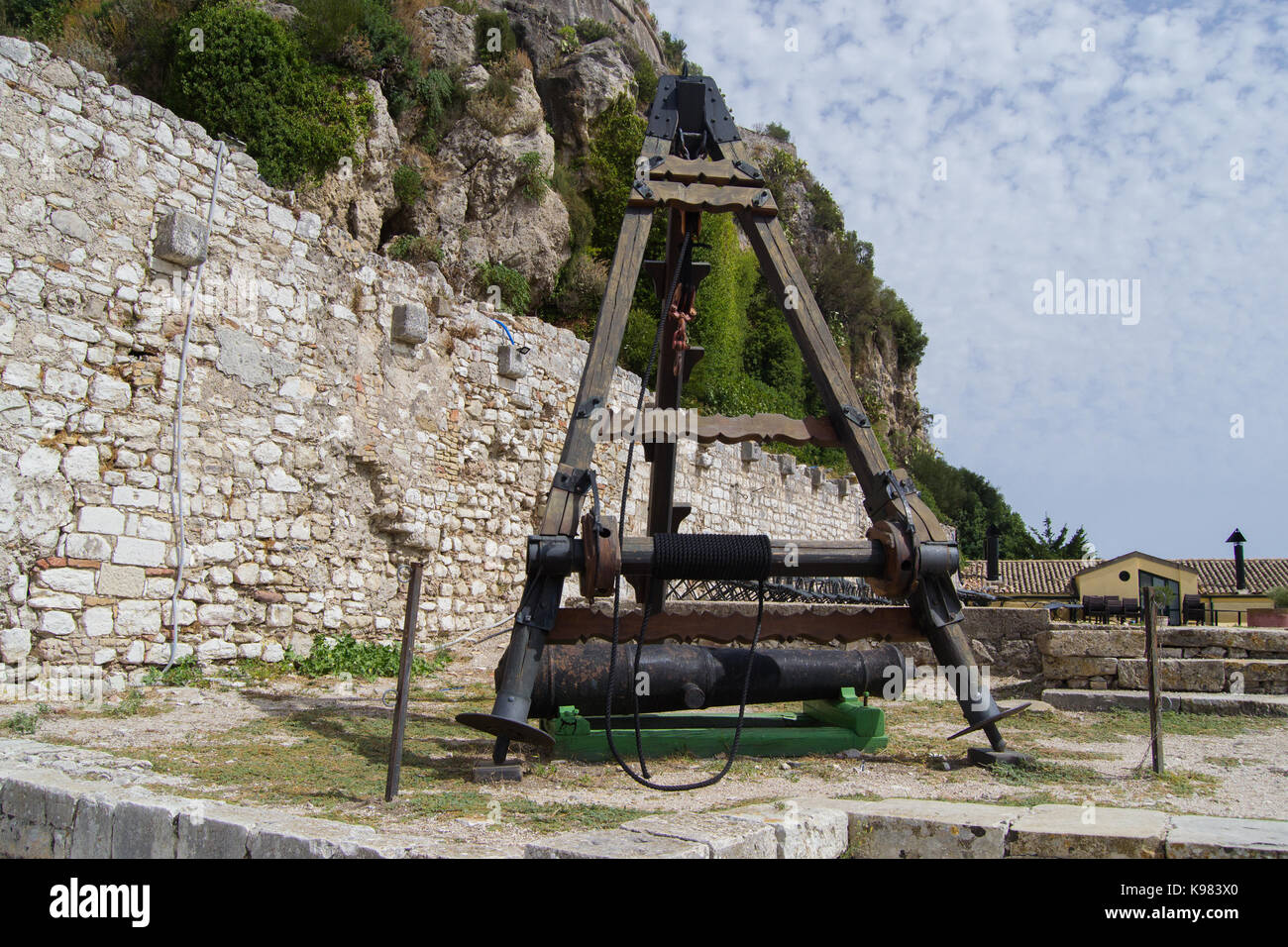 Cannon historical defensive weapons. Corfu Island, Greece Stock Photo ...