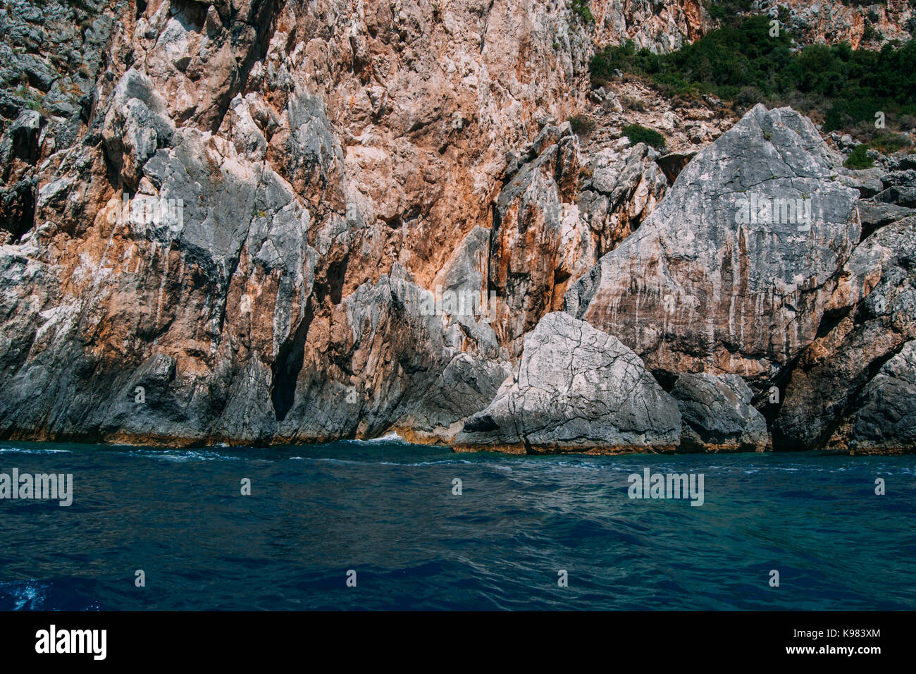 blue sea and the rocks of Corfu, Greece Stock Photo - Alamy