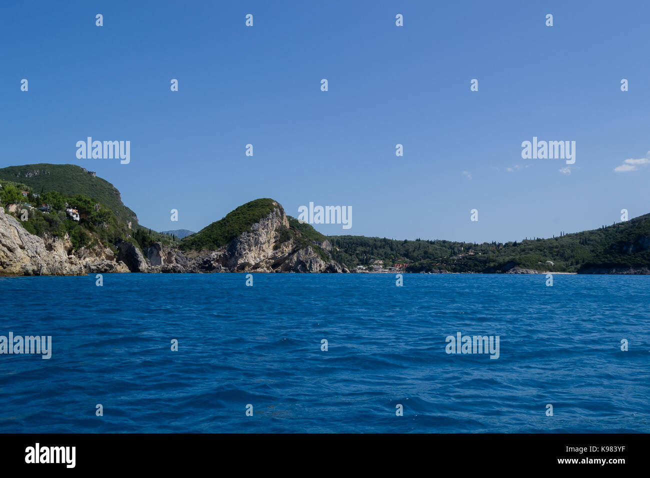 blue sea and the rocks of Corfu, Greece Stock Photo - Alamy