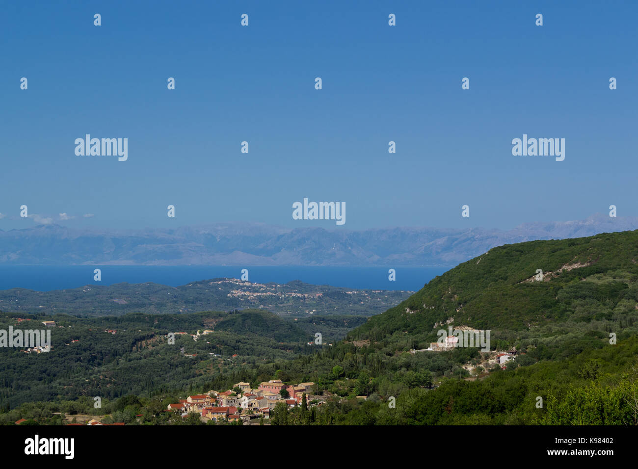green mountains Corfu, Greece. horizontal shot landscape Stock Photo ...