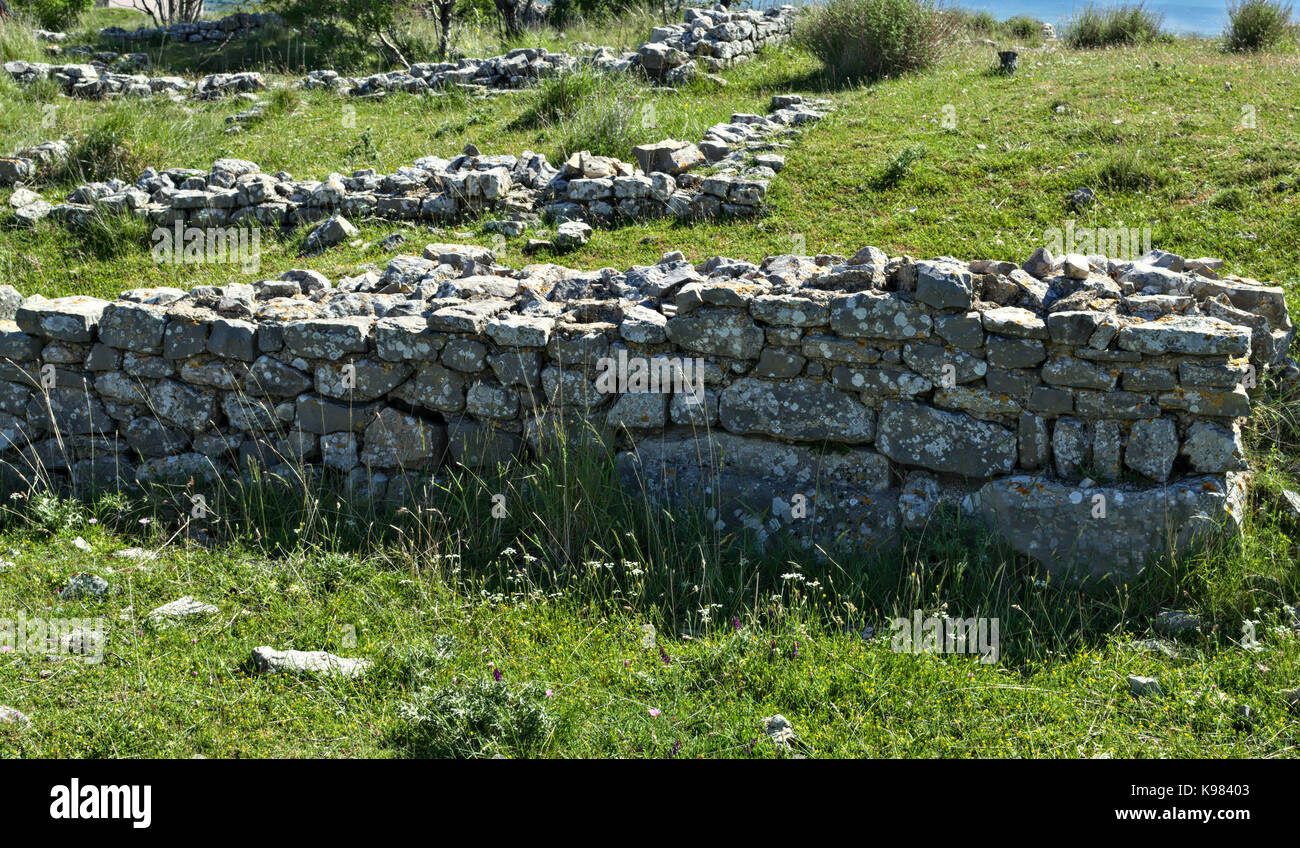 Remains of wall on Bribir fortress, Dalmatia Stock Photo - Alamy