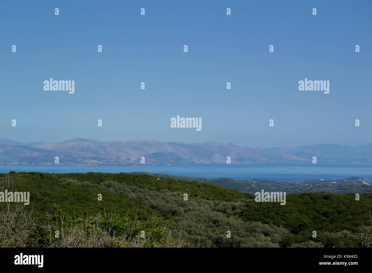 green mountains Corfu, Greece. horizontal shot landscape Stock Photo ...