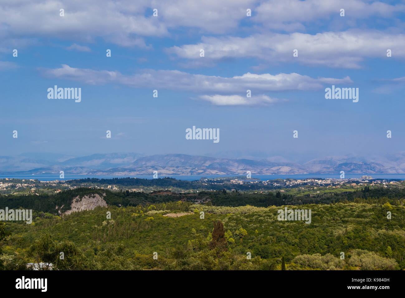 green mountains Corfu, Greece. horizontal shot landscape Stock Photo ...