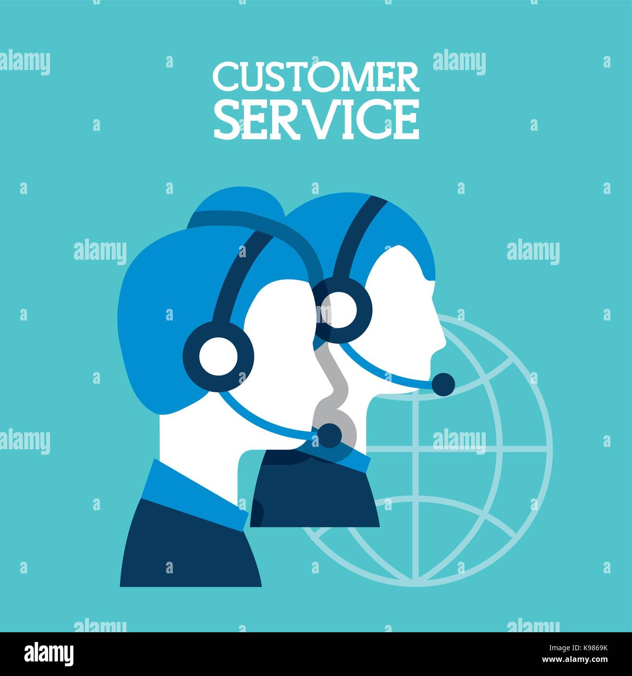 customer service call center operator wearing headphone Stock Vector ...