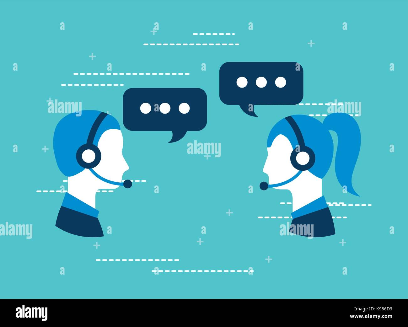 customer service call center operator wearing headphone Stock Vector ...