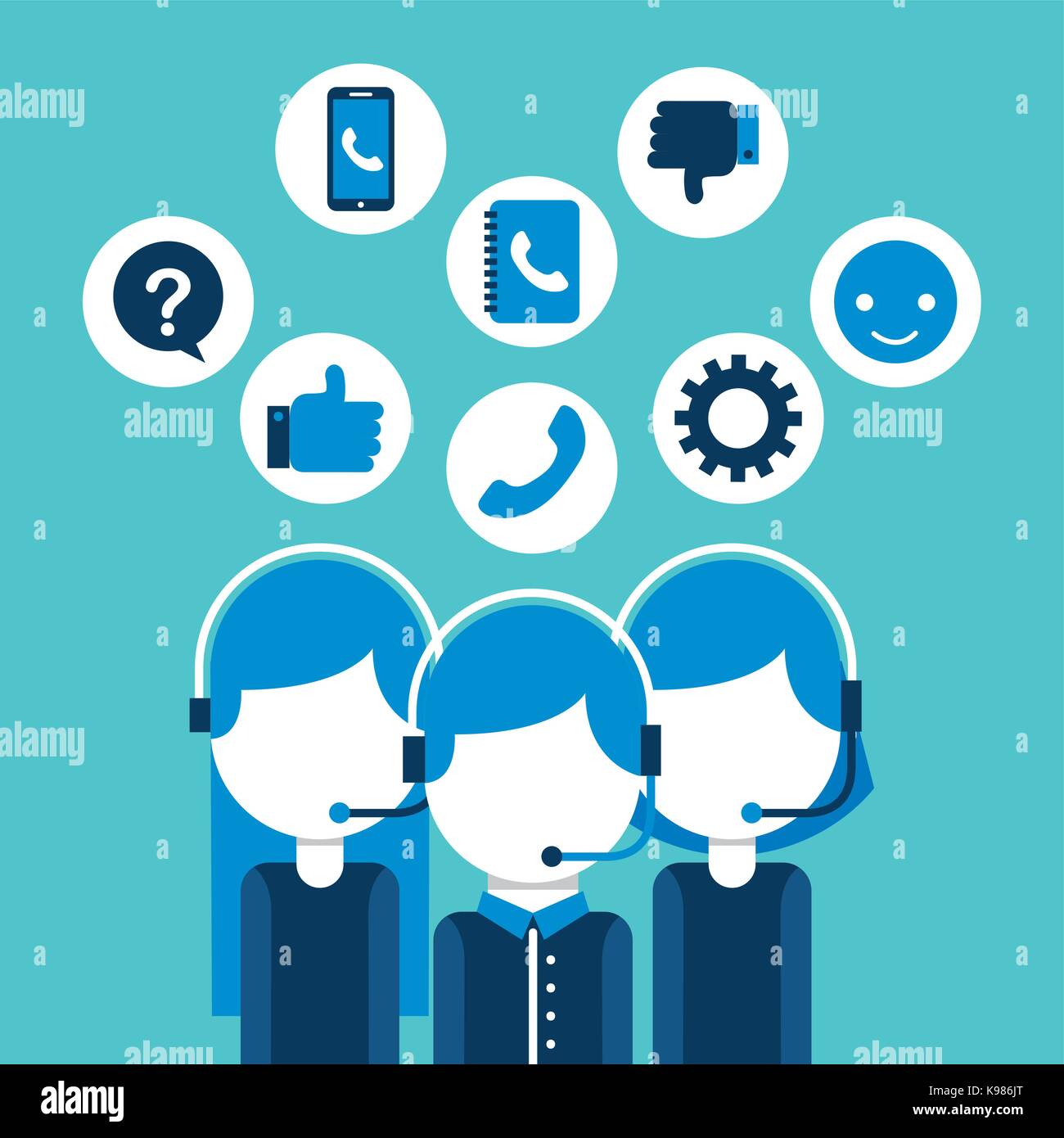 customer service call center operator wearing headphone Stock Vector ...