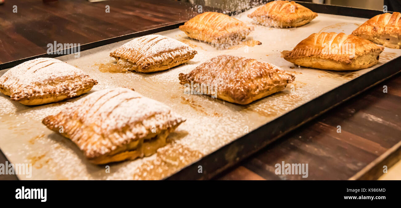 Pastries being made in a Sydney, Australia bakery early in the morning ...
