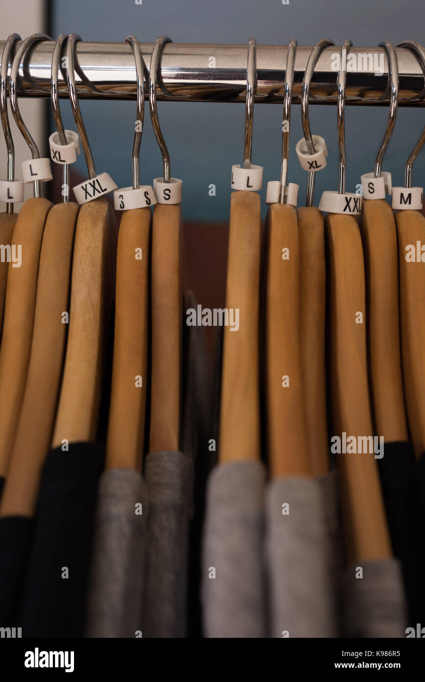 Close-up of set of hangers Stock Photo - Alamy