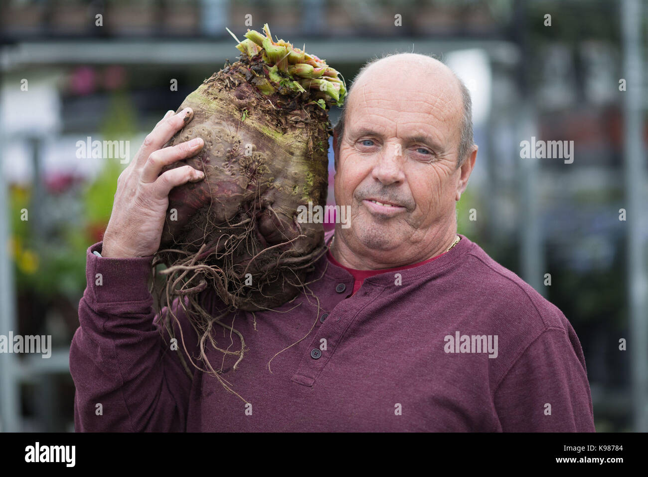 Gary Stacey with his 7.86 kilos Beetroot, during the press preview for ...