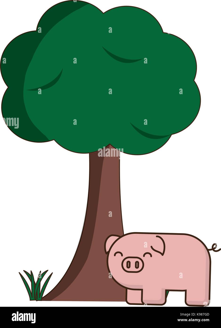 tree and cute pig icon Stock Vector Image & Art - Alamy