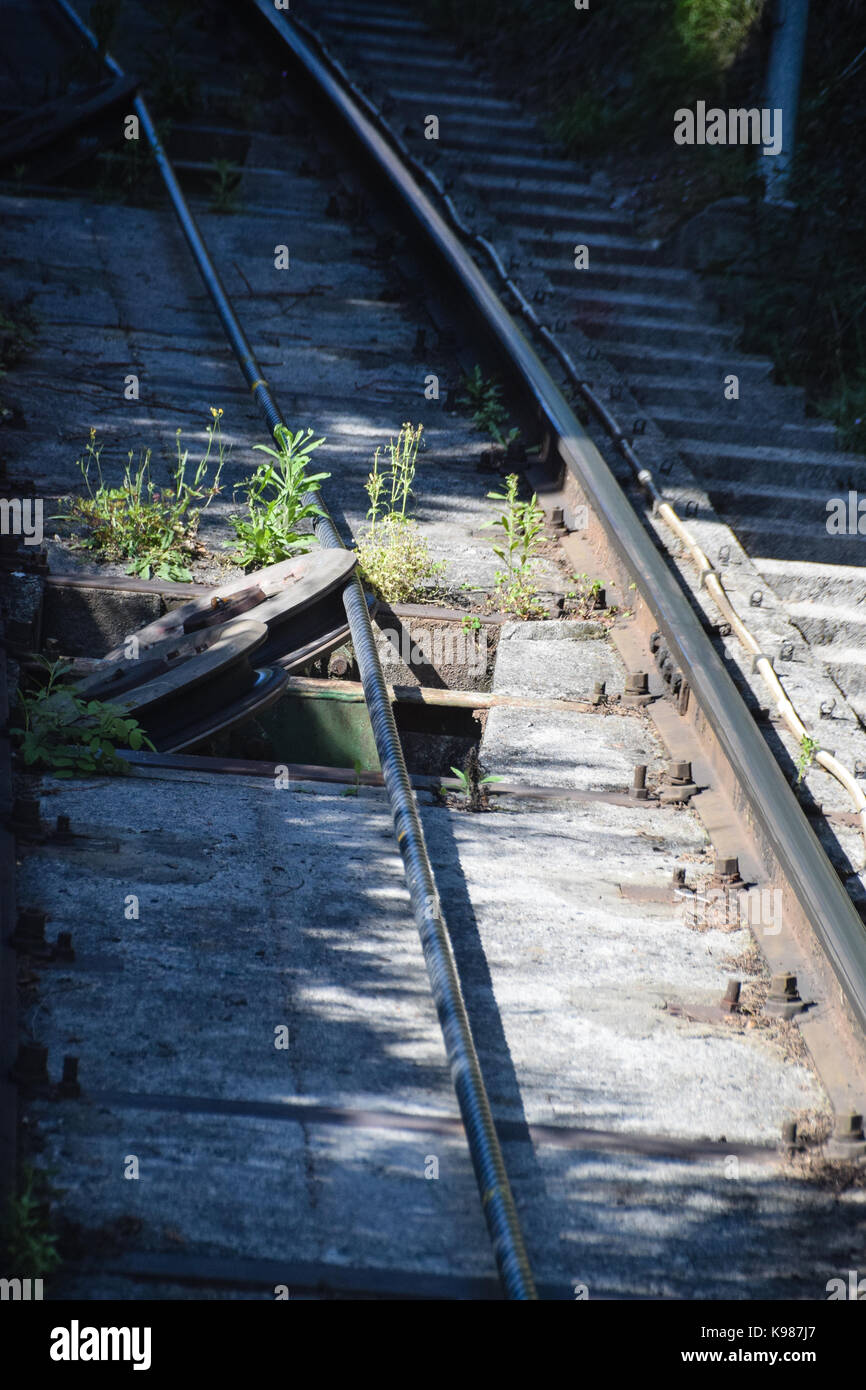 Cables of the funicular railway in Bilbao, Spain Stock Photo - Alamy