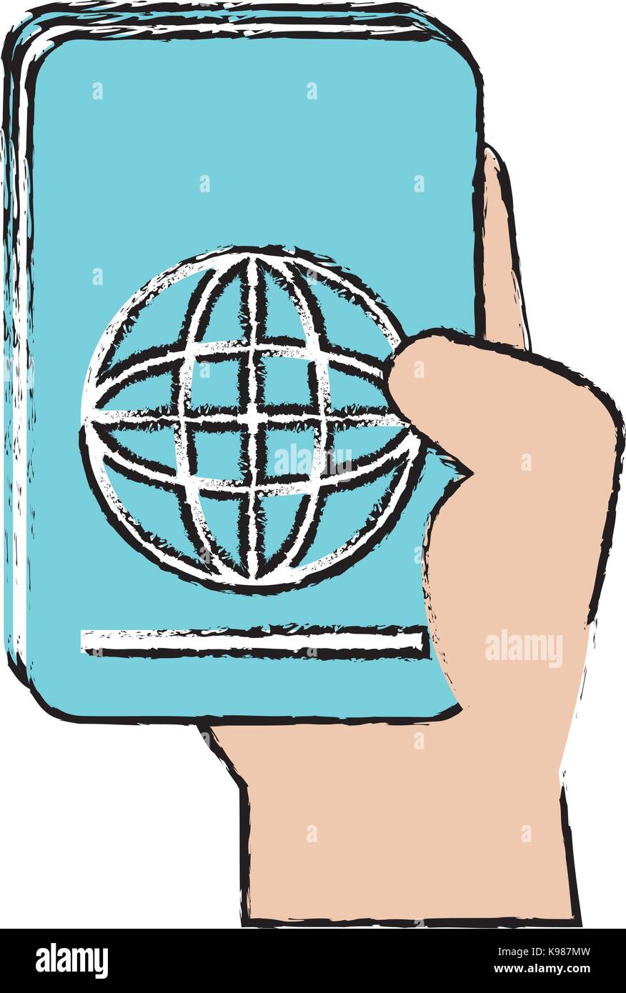hand human with passport document isolated icon vector illustration ...