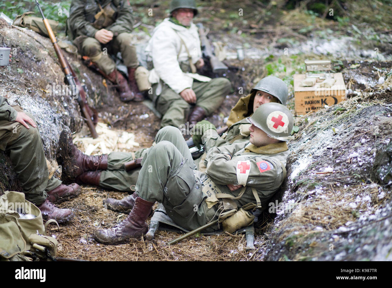 American red cross soldiers in the trenches Stock Photo - Alamy