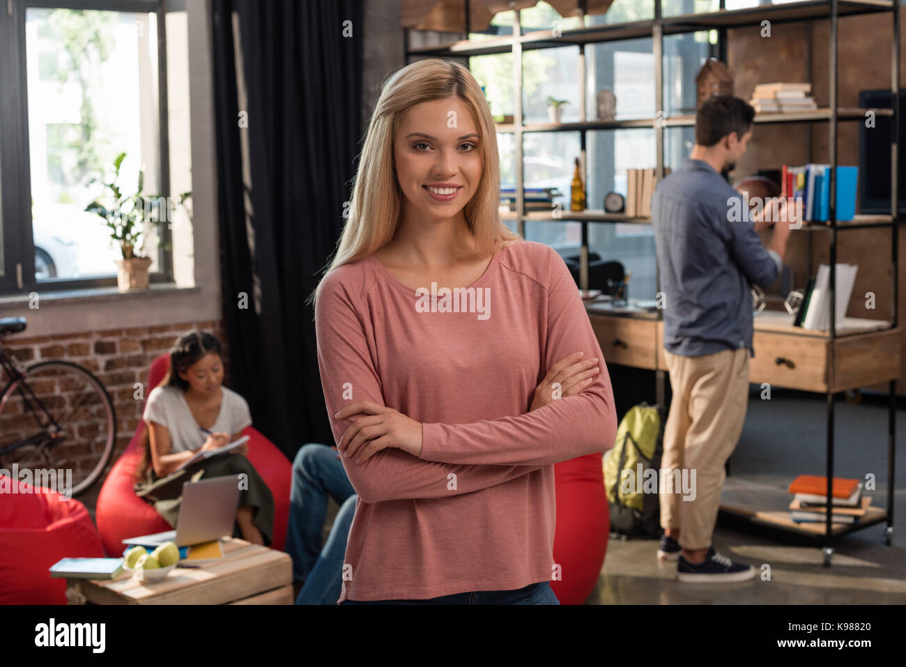 smiling female student Stock Photo - Alamy