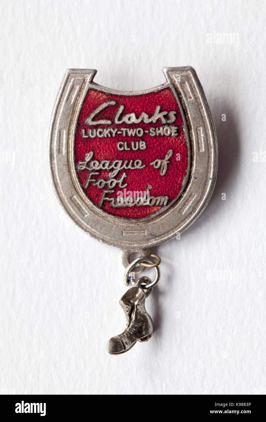 A Vintage Clarks Shoes Advertising Badge - Lucky Two Shoe Club - League ...