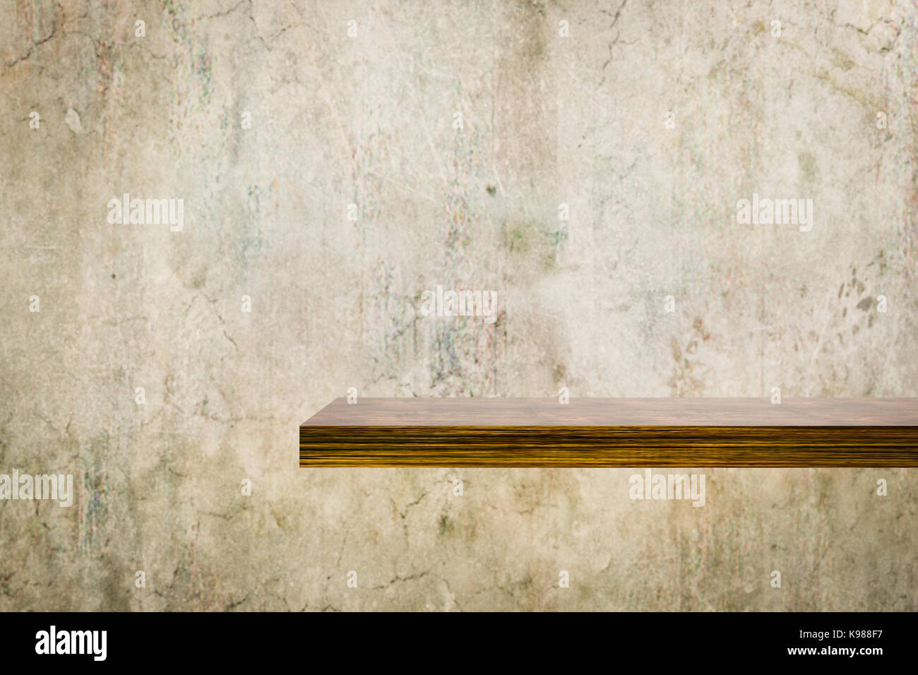 empty wood shelf on the wall Stock Photo - Alamy