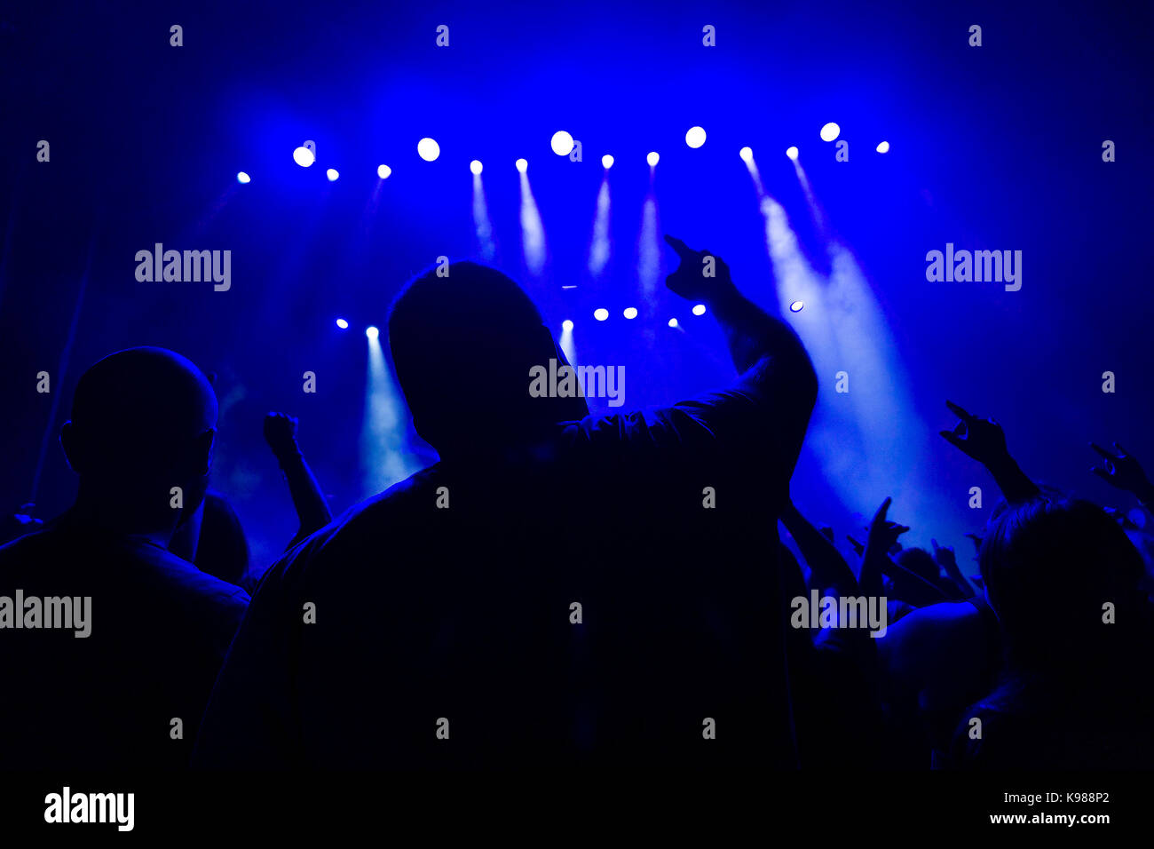 a crowd shadow of people at during a concert Stock Photo - Alamy