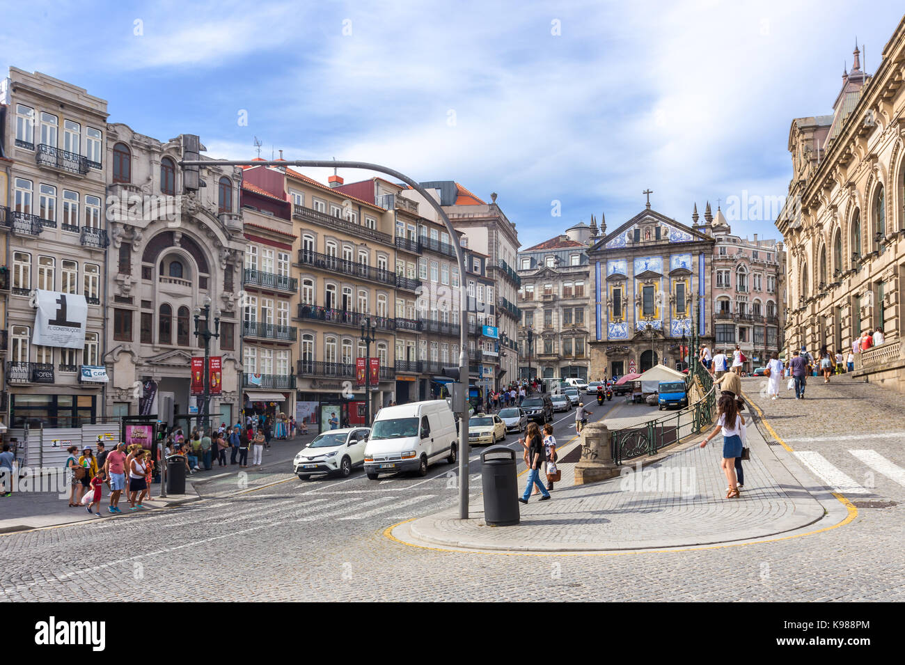 PORTO,PORTUGAL - JUNE21:Street view of central .Porto is the second ...