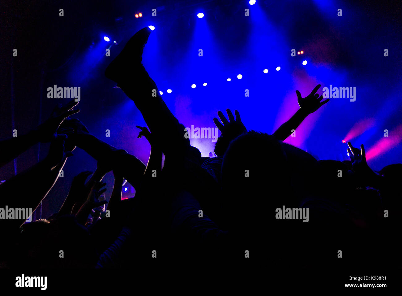 a crowd shadow of people at during a concert Stock Photo - Alamy
