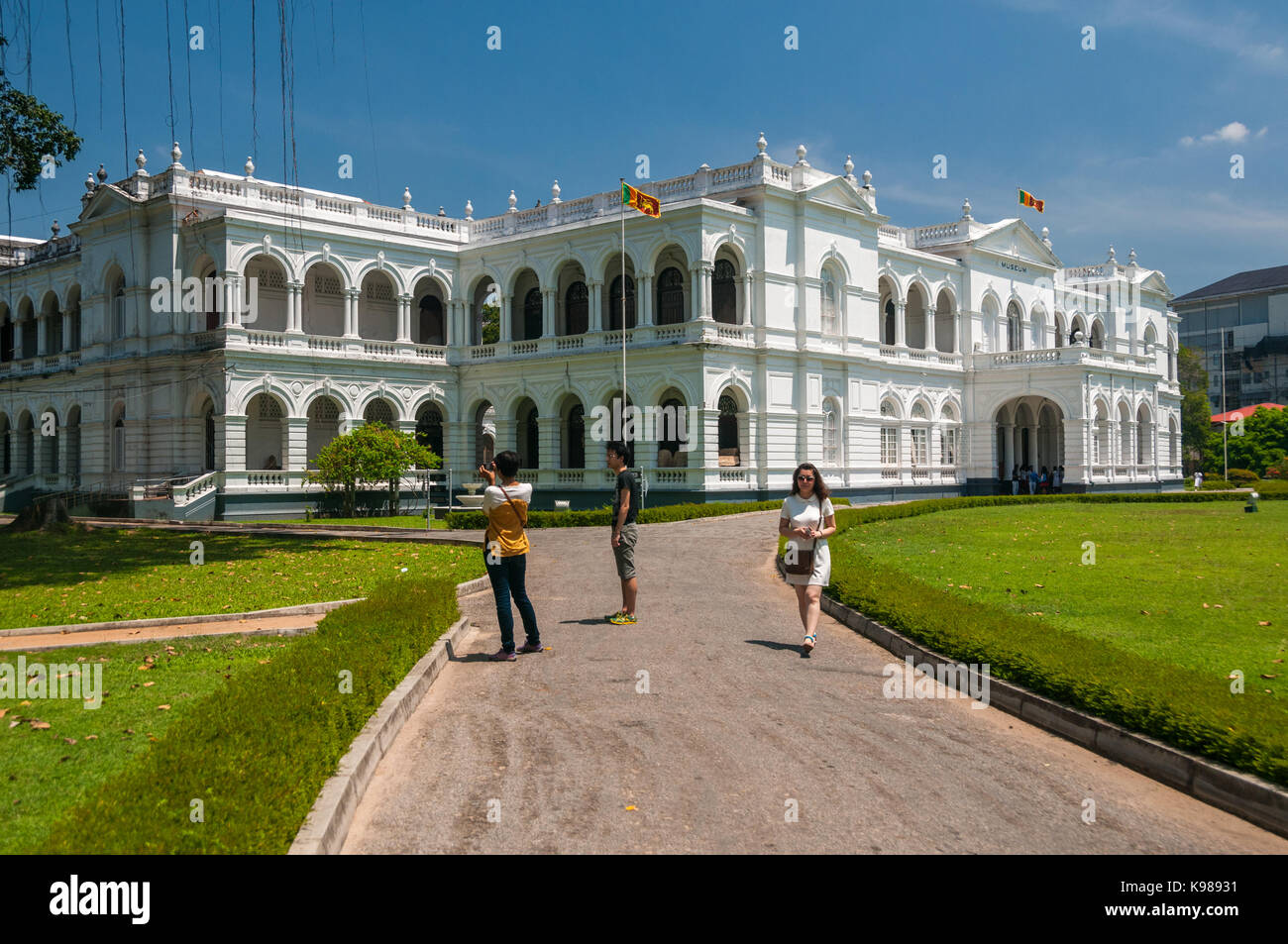 Asian tourists in front of the National Museum of Colombo, Sri Lanka ...