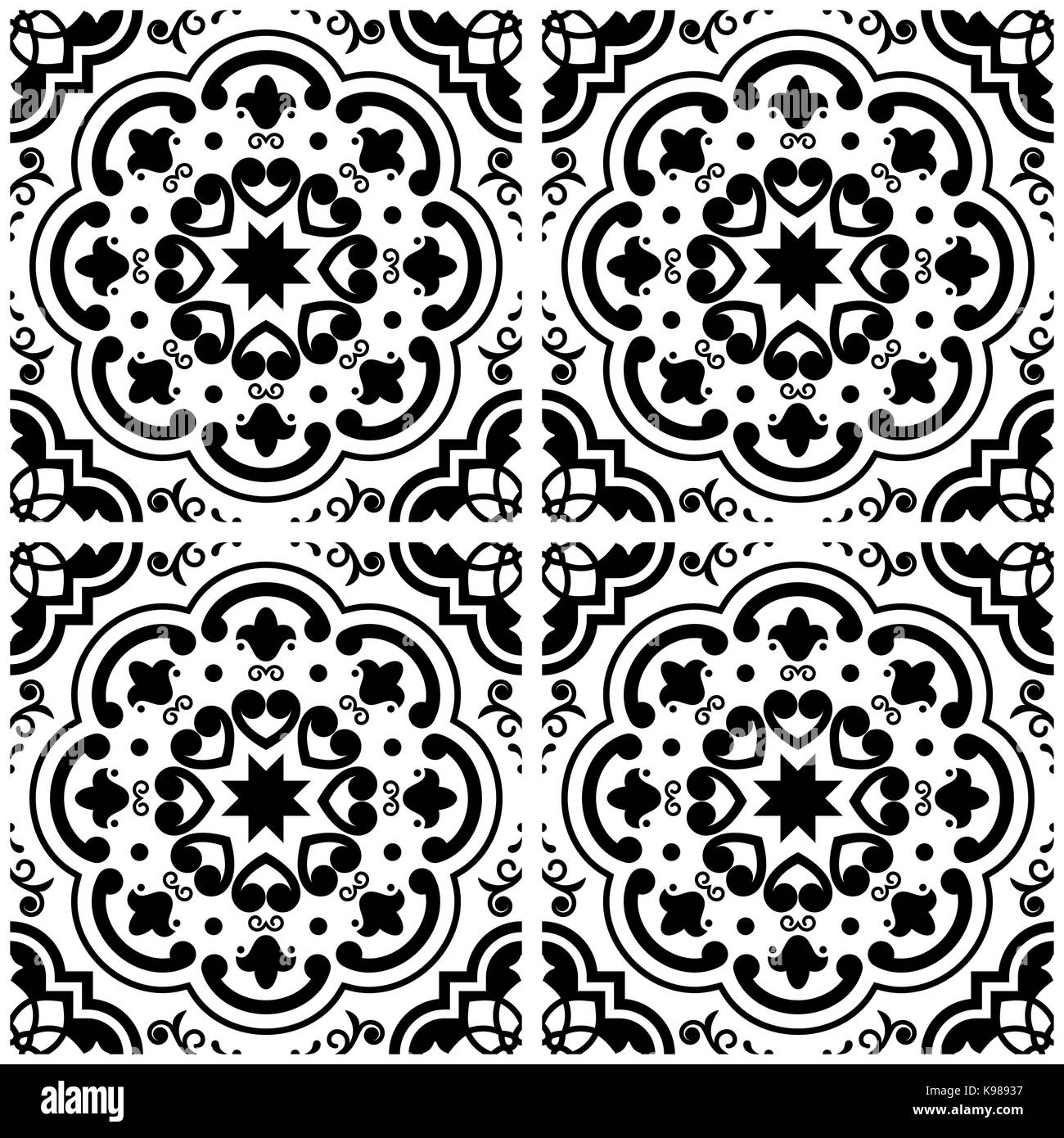 Traditional spanish floral ornament Black and White Stock Photos ...