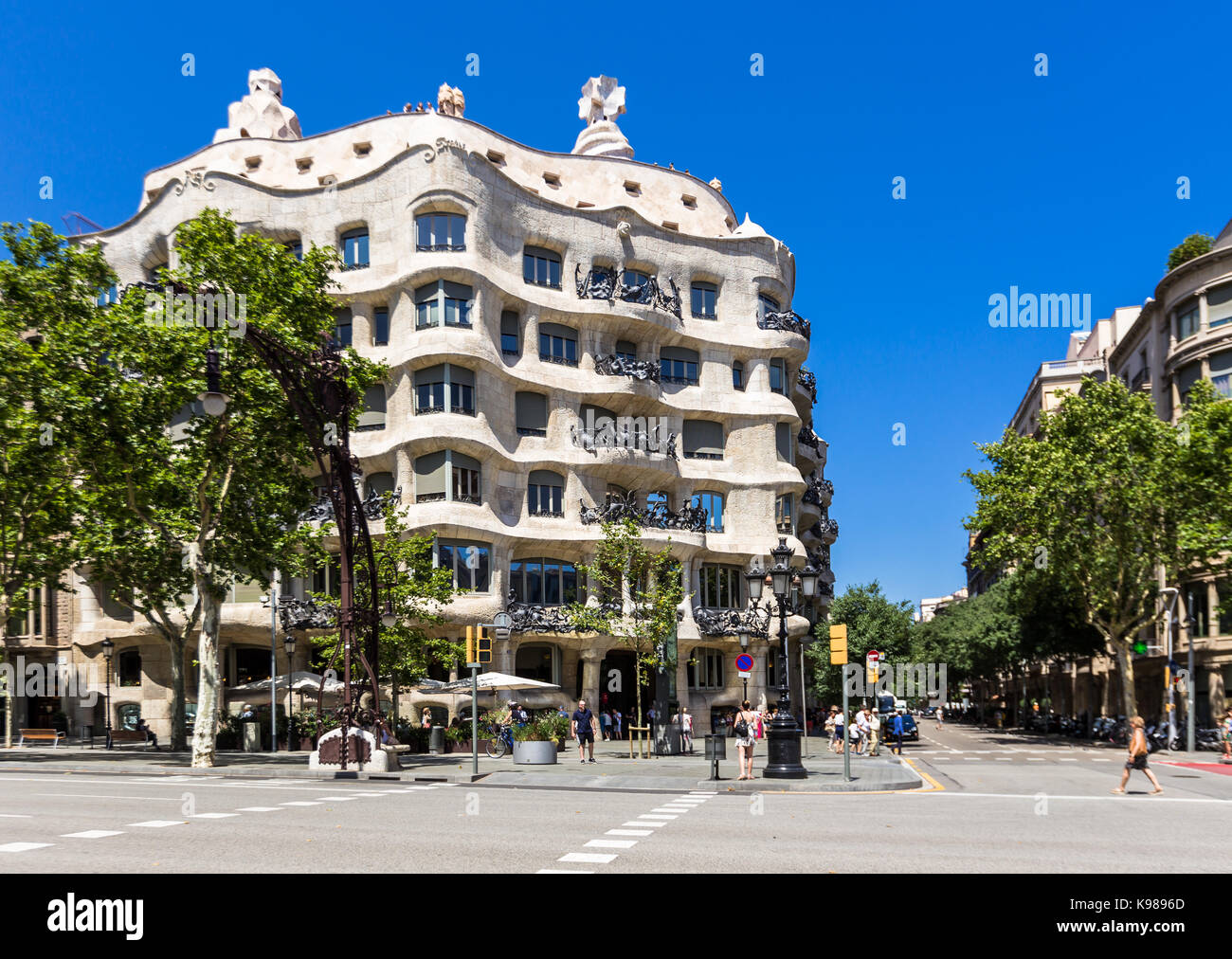 BARCELONA,SPAIN - JUNE 16,2017:Popularly known as La Pedrera It was the ...