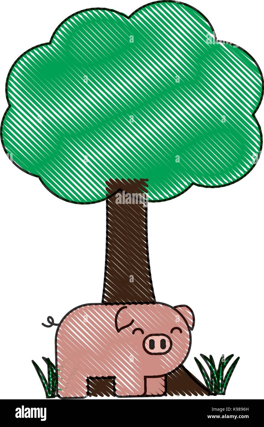 tree and cute pig icon Stock Vector Image & Art - Alamy