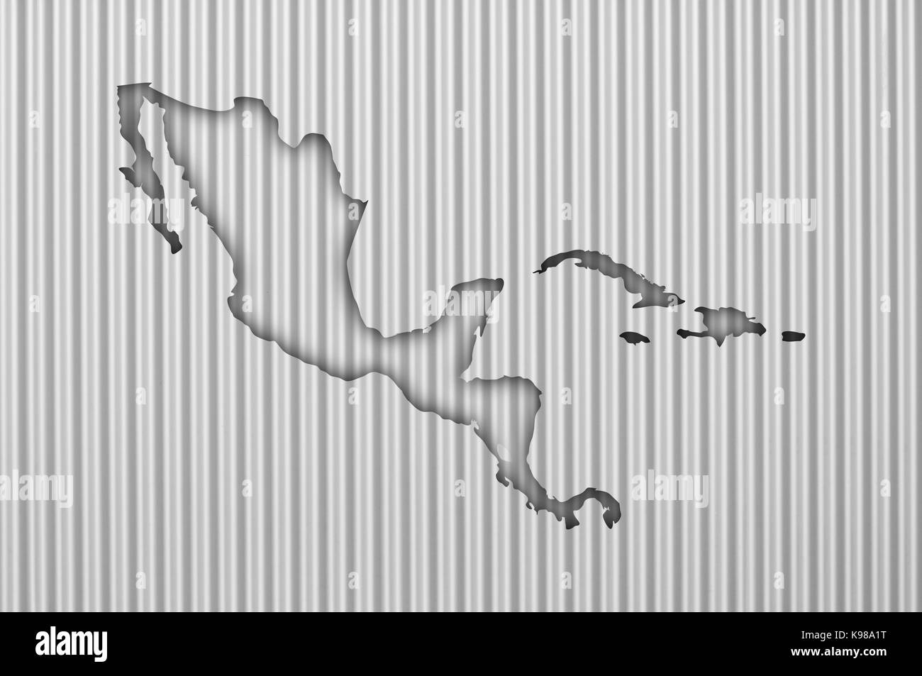 Map of Middle America on corrugated iron Stock Photo - Alamy