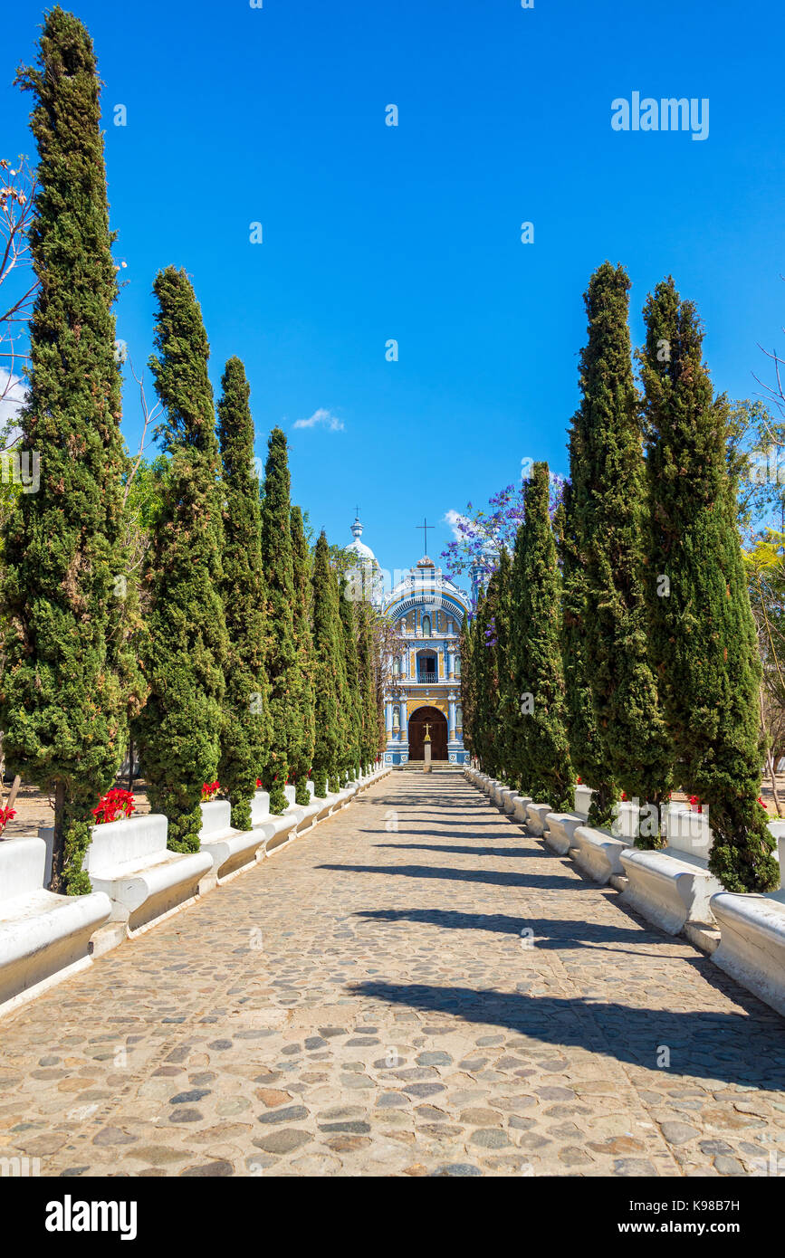 Santo Domingo de Guzman church and path in Ocotlan, Mexico Stock Photo ...