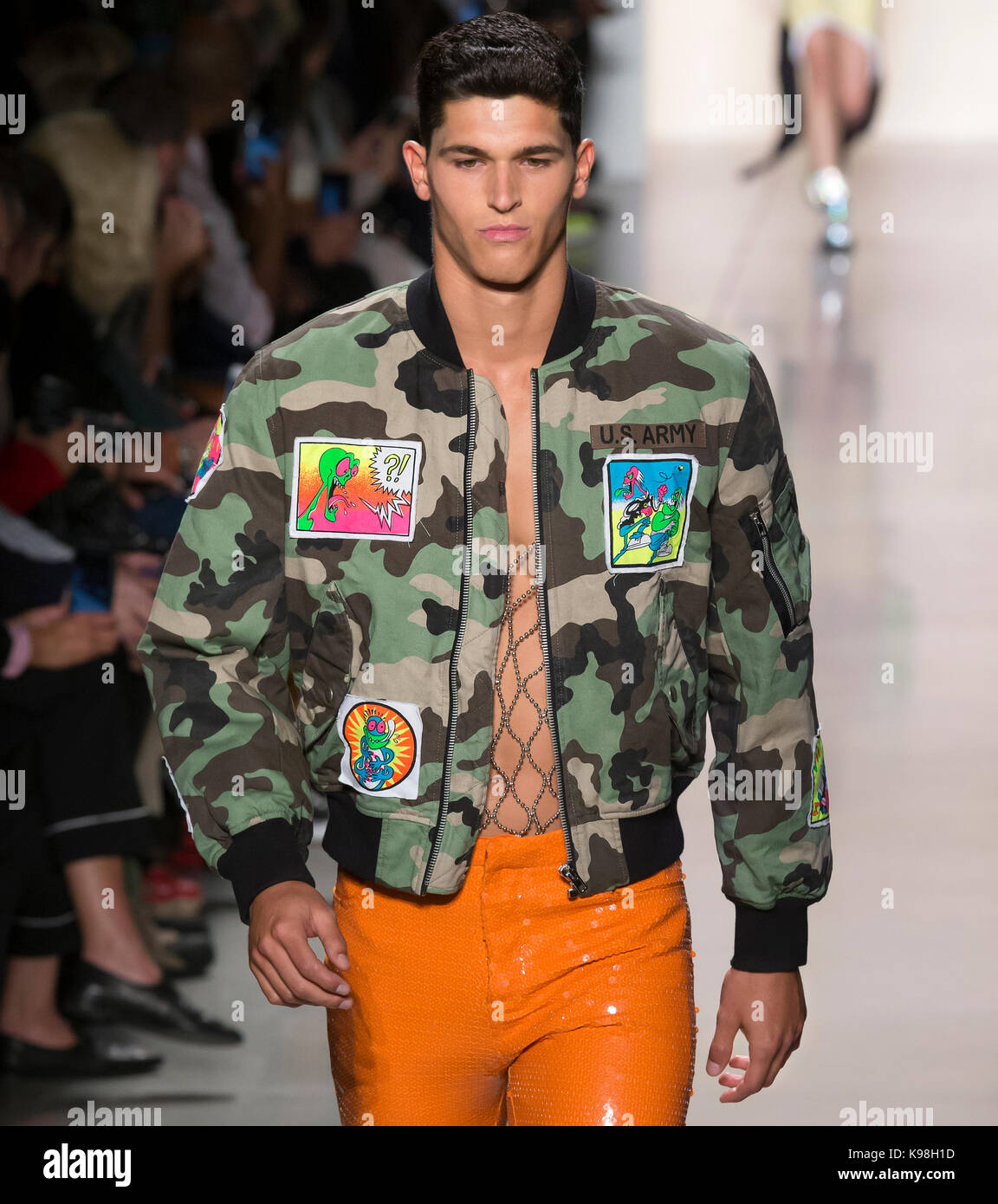 NEW YORK, NY - September 08, 2017: Trevor Signorino walks the runway at ...
