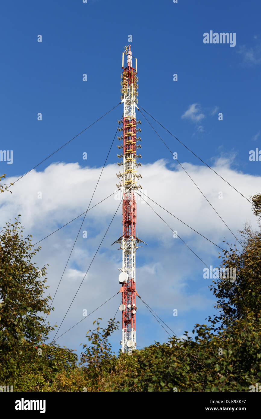 Communications tower with antennas wireless communication channels such a mobile phone tower ...