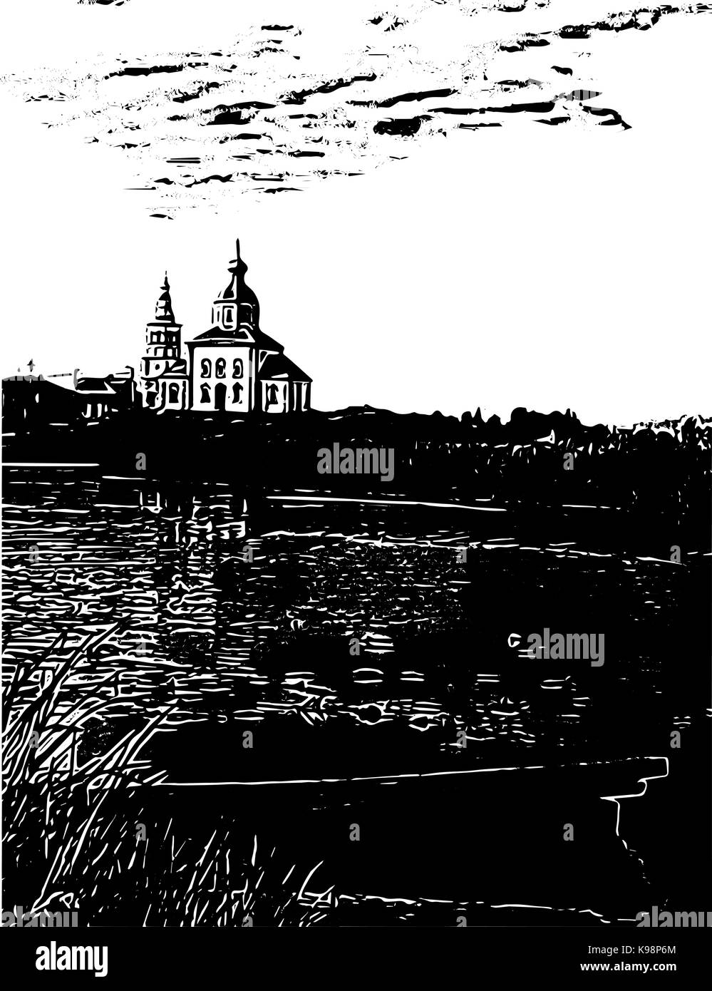 landscape with field. Hand drawn engraving Stock Vector Image & Art - Alamy