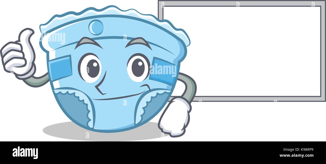 Thumbs up with board baby diaper character cartoon Stock Vector Image ...