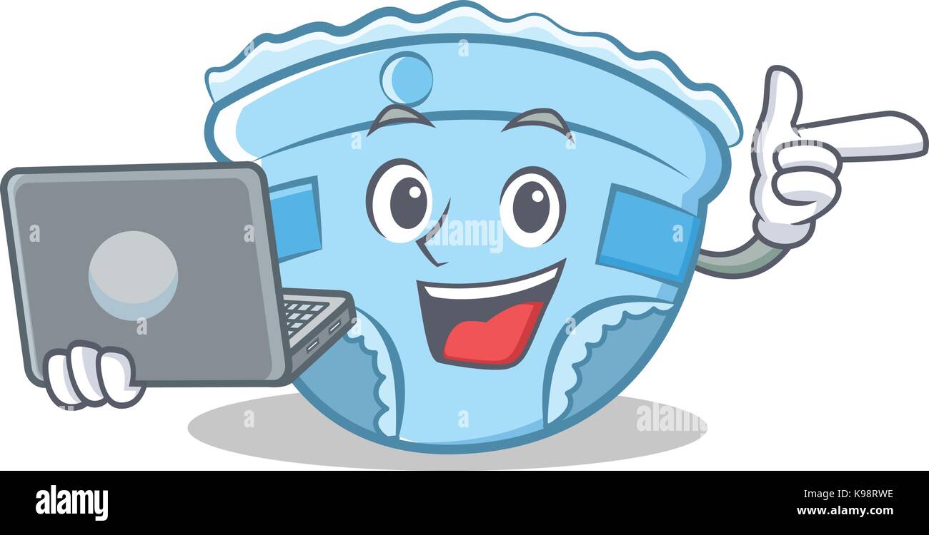 With laptop baby diaper character cartoon Stock Vector Image & Art - Alamy