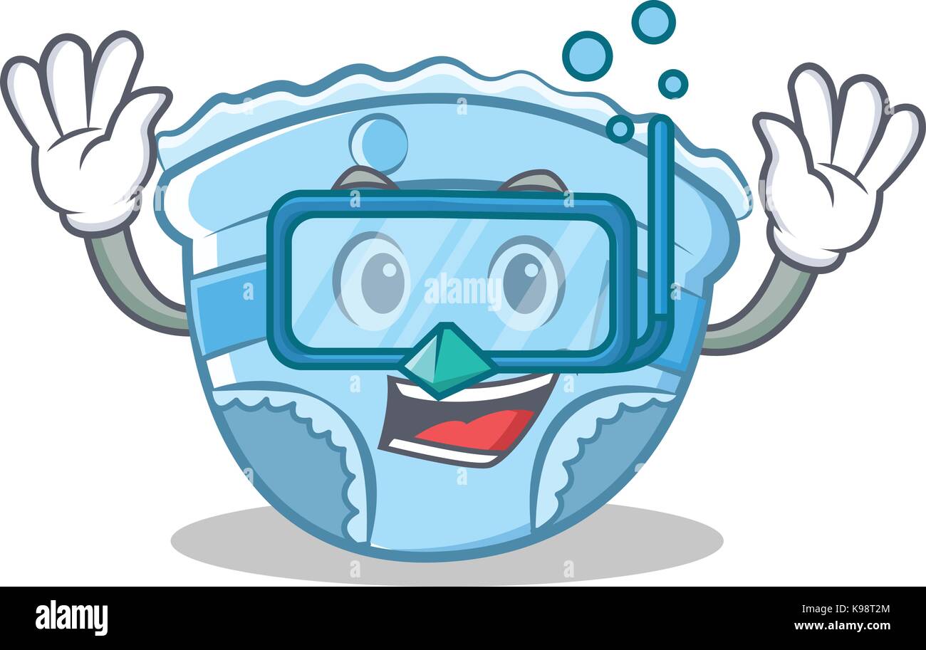 Diving baby diaper character cartoon Stock Vector Image & Art - Alamy