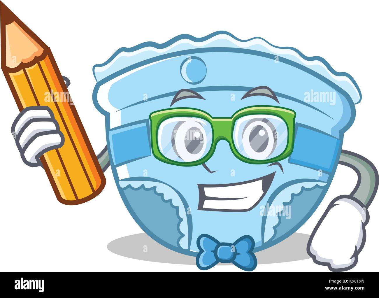 Student with pencil baby diaper character cartoon Stock Vector Image ...