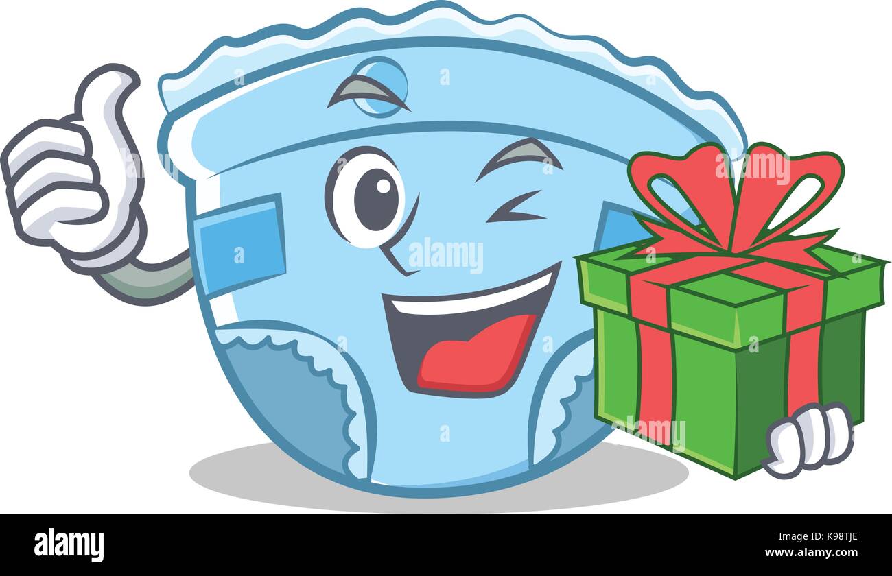With gift baby diaper character cartoon Stock Vector Image & Art - Alamy