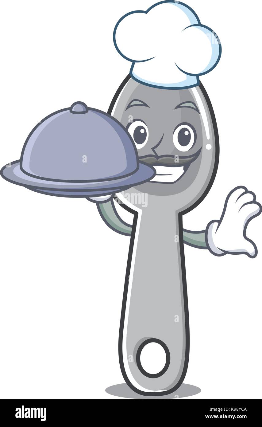 Chef with food spoon character cartoon style Stock Vector Image & Art ...