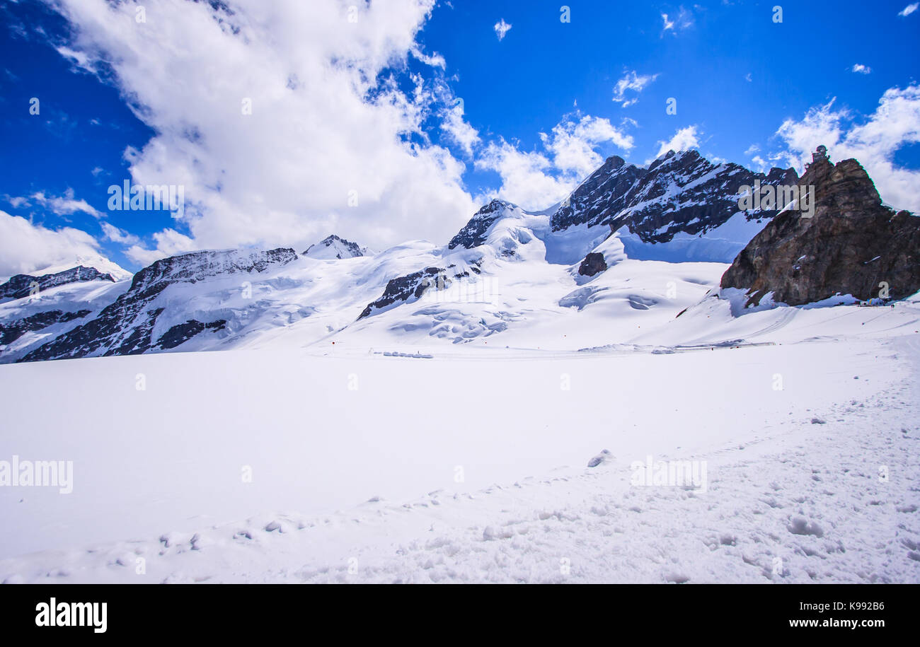 Stunning Beautiful Panoramic view of Snowcapped Bernese mountain alps ...