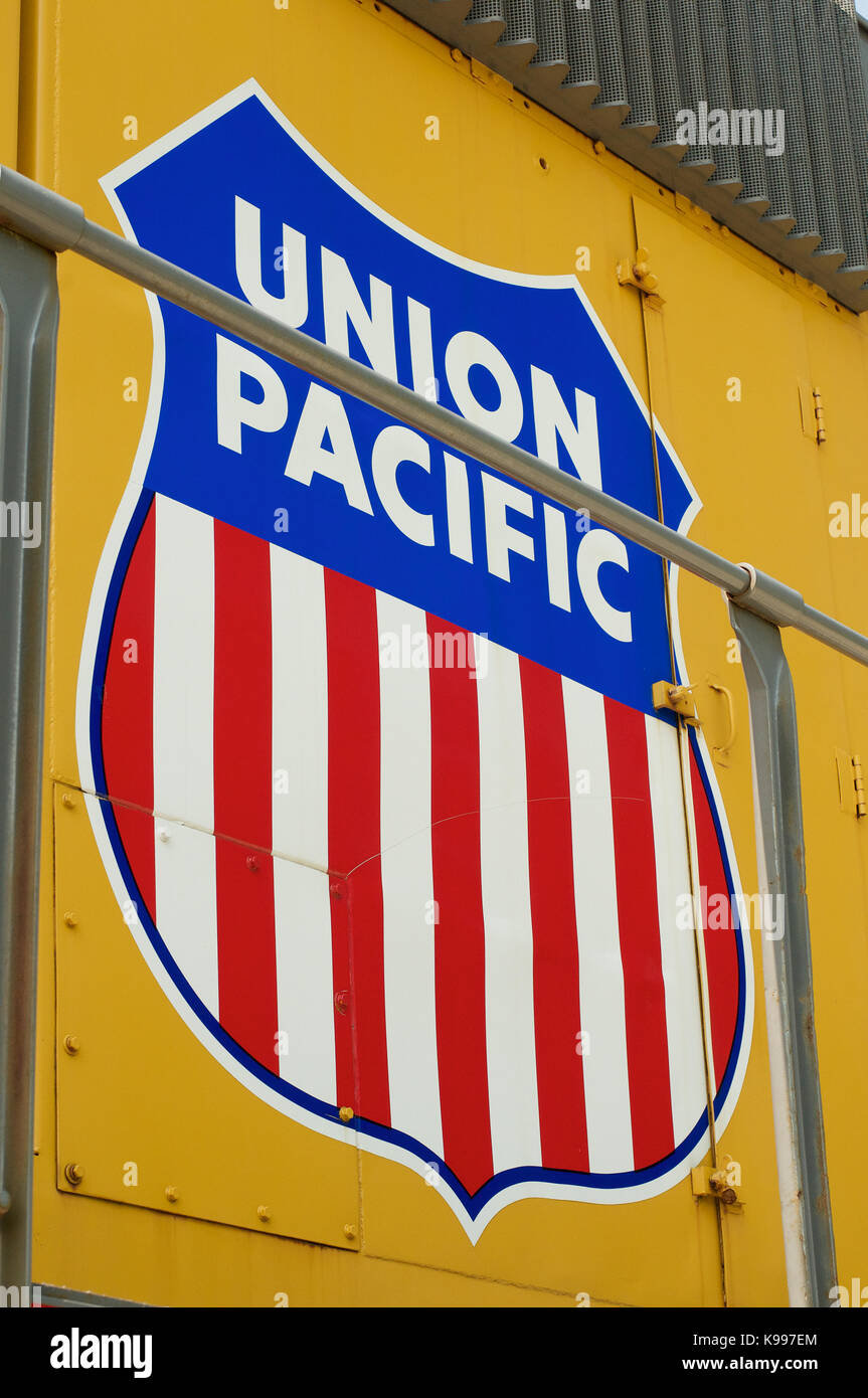 Union Pacific locomotive on display at Omaha, Nebraska, USA Stock Photo ...
