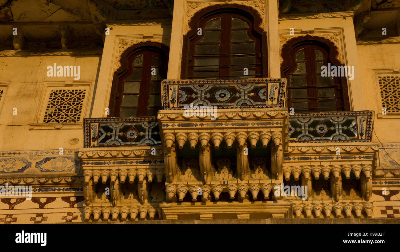 Restored balcony in Palace, Udapur, India Stock Photo - Alamy