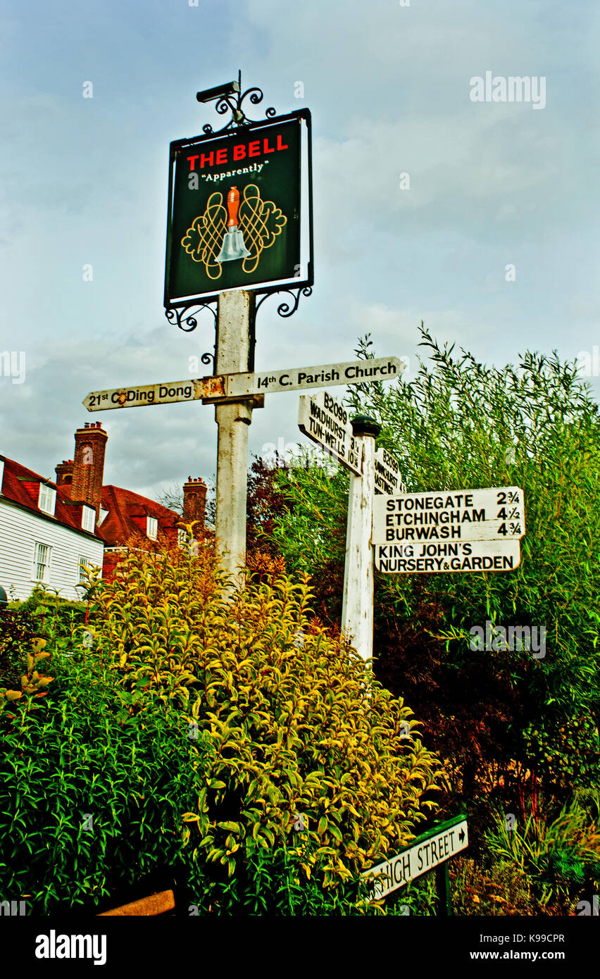 The Bell Pub sign, Ticehurst, East Sussex Stock Photo - Alamy