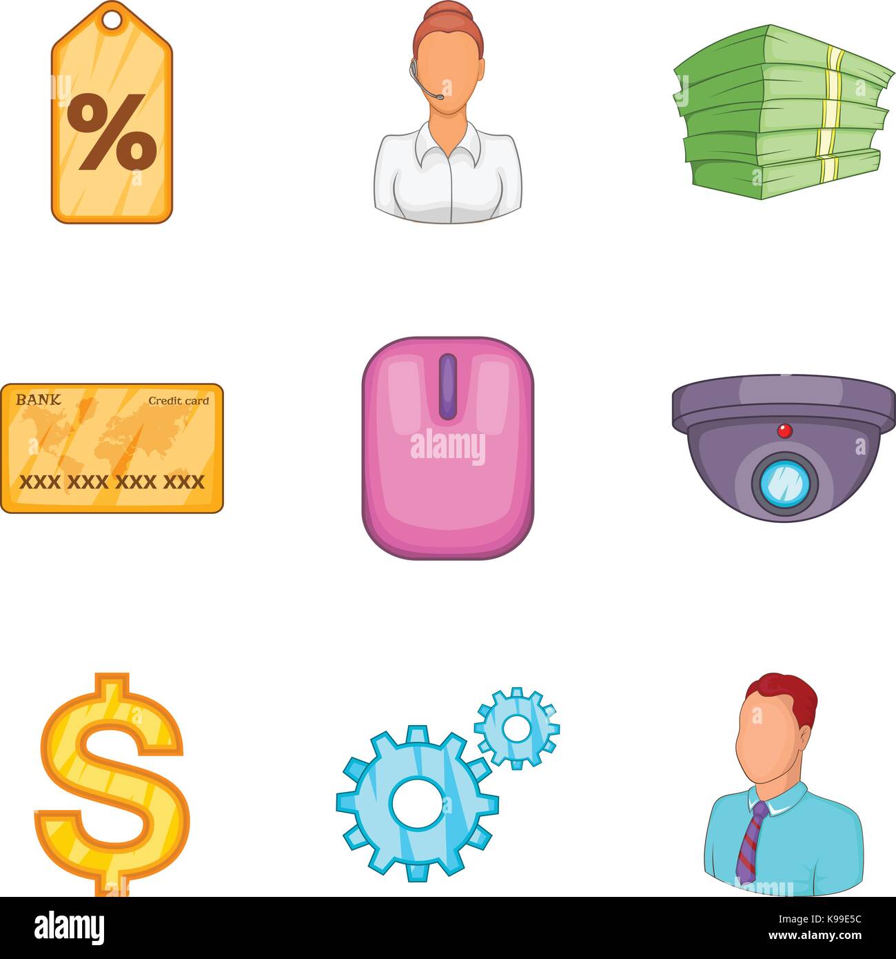 Stock icons set, cartoon style Stock Vector Image & Art - Alamy