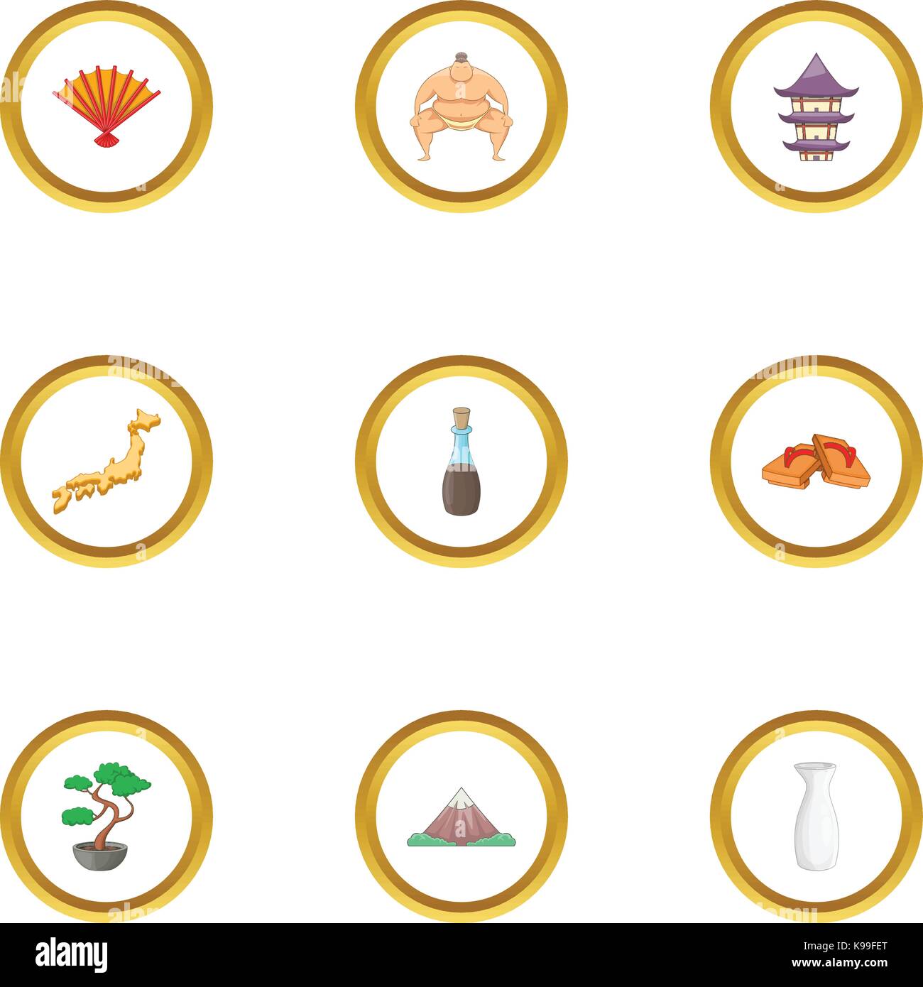 Japan sight icons set, cartoon style Stock Vector Image & Art - Alamy