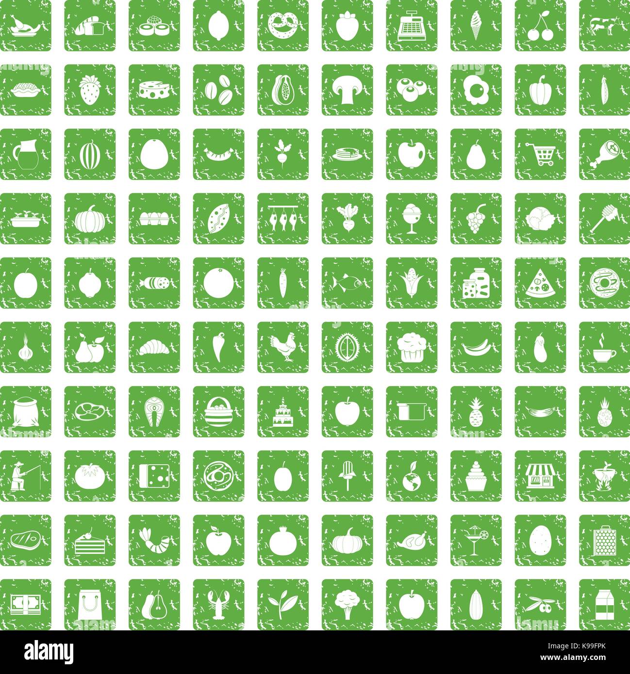 100 natural products icons set grunge green Stock Vector Image & Art ...
