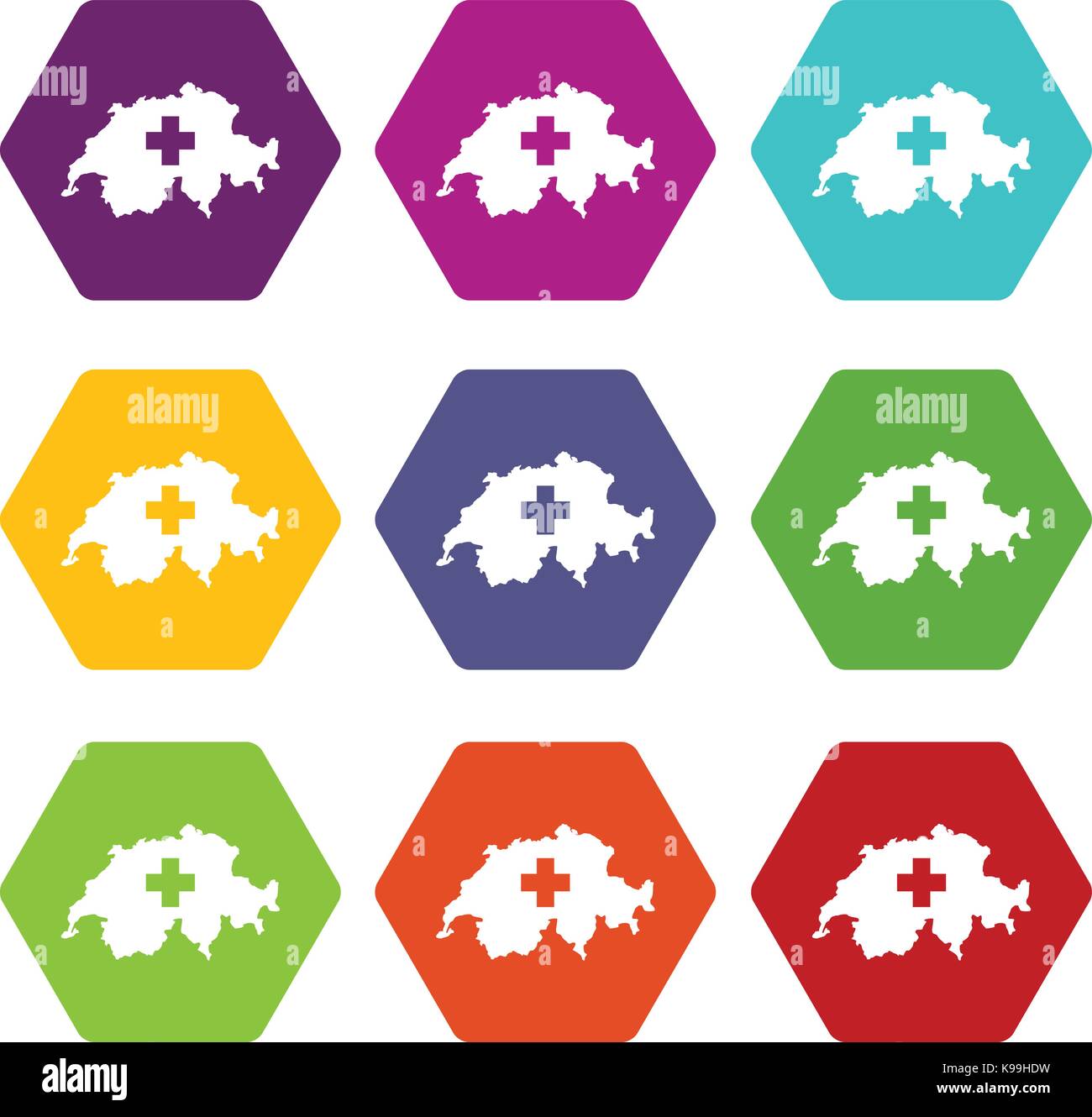 Switzerland map icon set color hexahedron Stock Vector Image & Art - Alamy