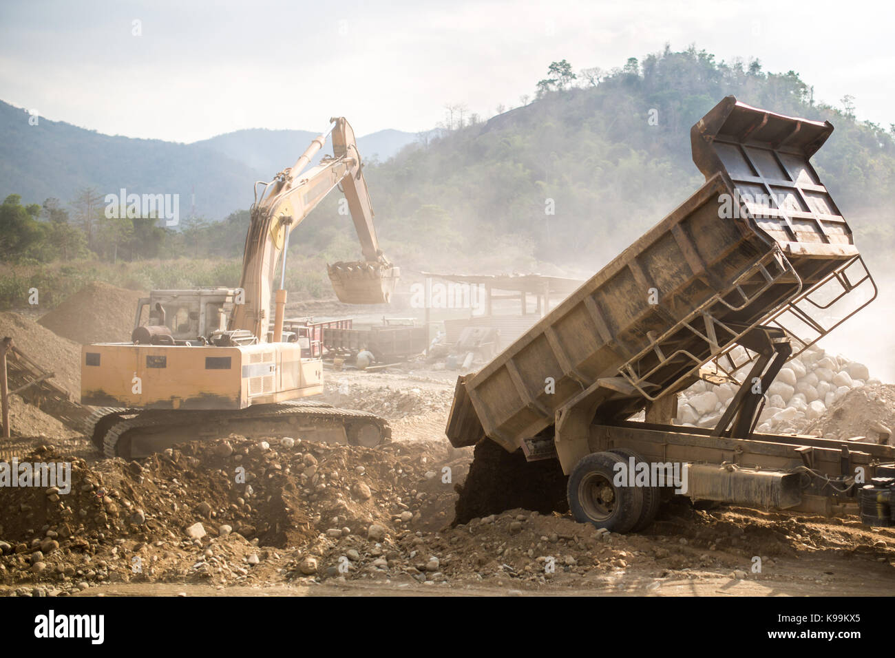 Heavy machinery at the quarry Stock Photo - Alamy