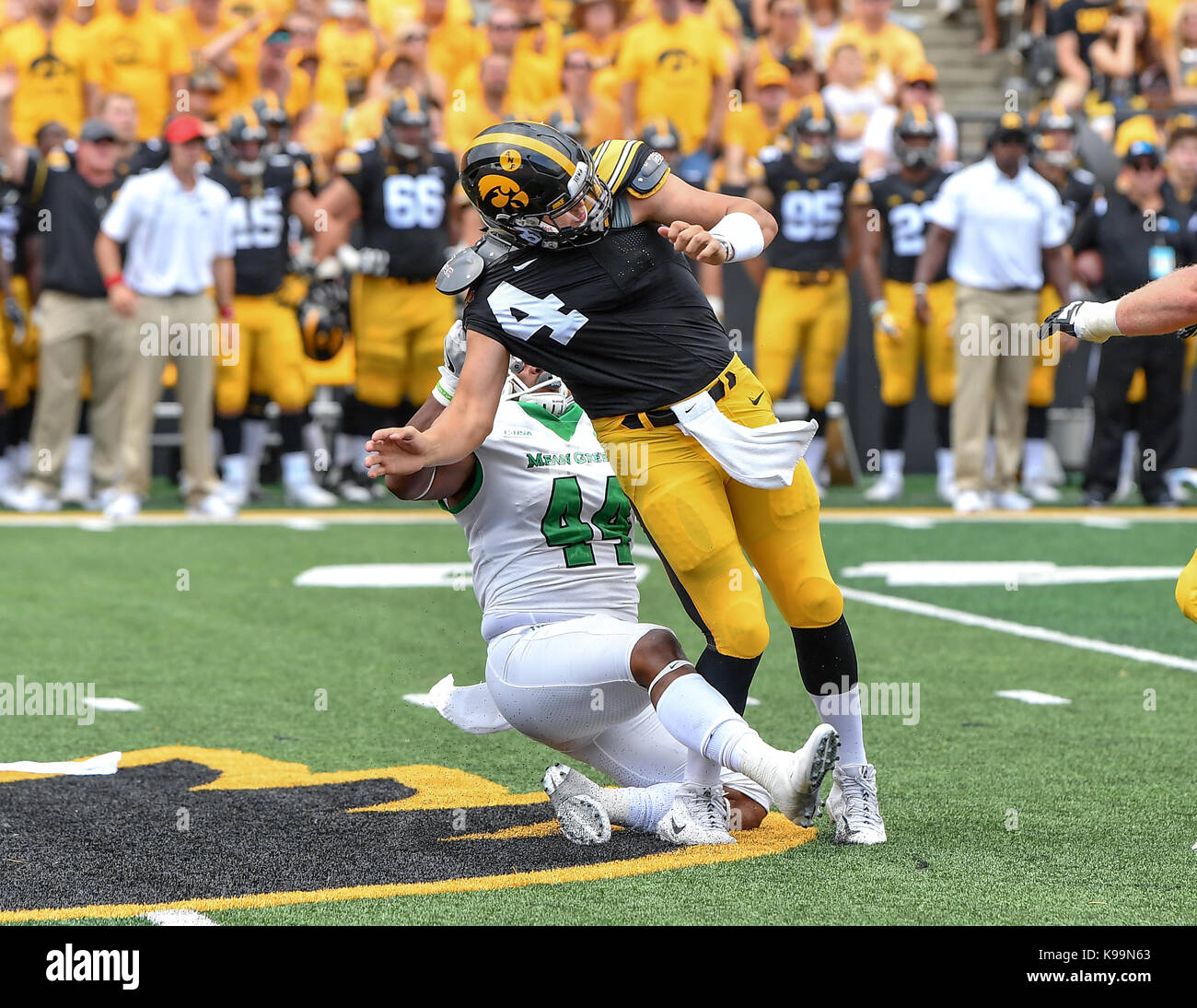September 16, 2017: .Iowa Hawkeyes quarterback Nathan Stanley (4) looks ...