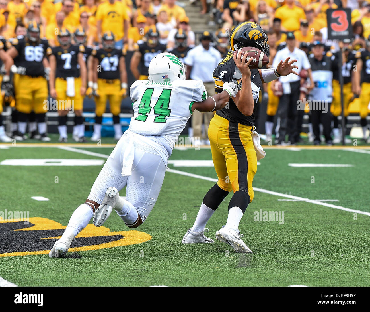 September 16, 2017: .Iowa Hawkeyes quarterback Nathan Stanley (4) looks ...