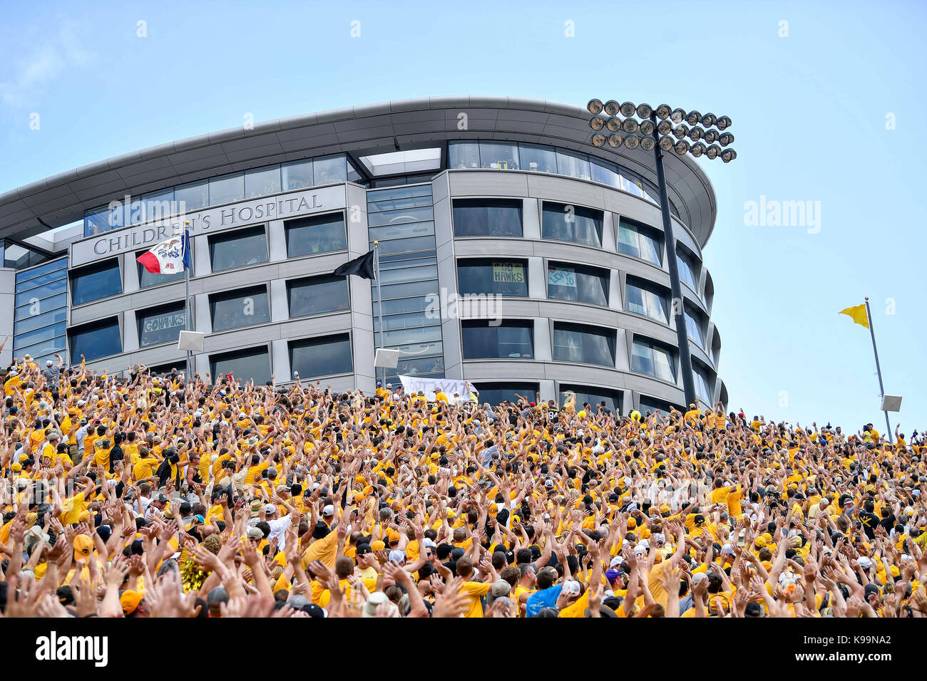 September 16, 2017: .Iowa Hawkeyes fans cheer as they face the children ...